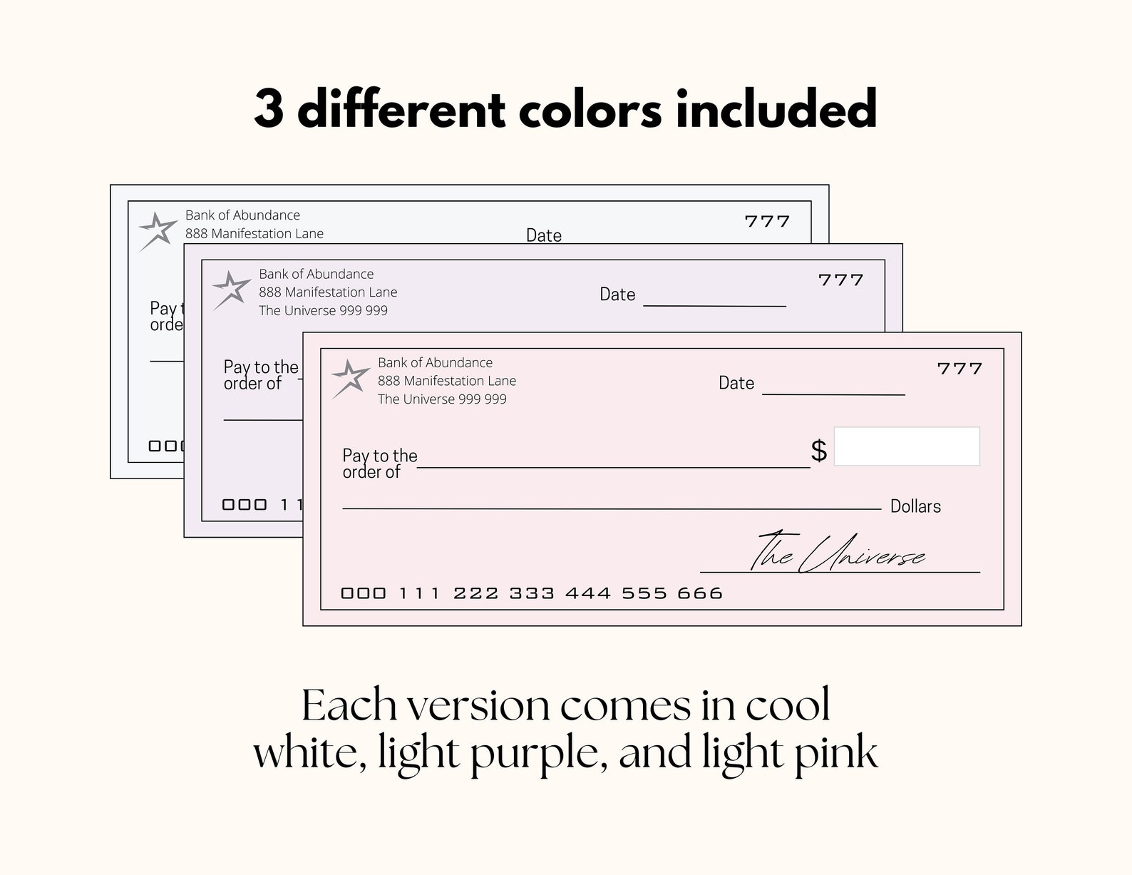 Printable Manifestation Check Templates: Law of Attraction (editable ...