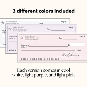 Printable Manifestation Check Templates: Law of Attraction (editable ...