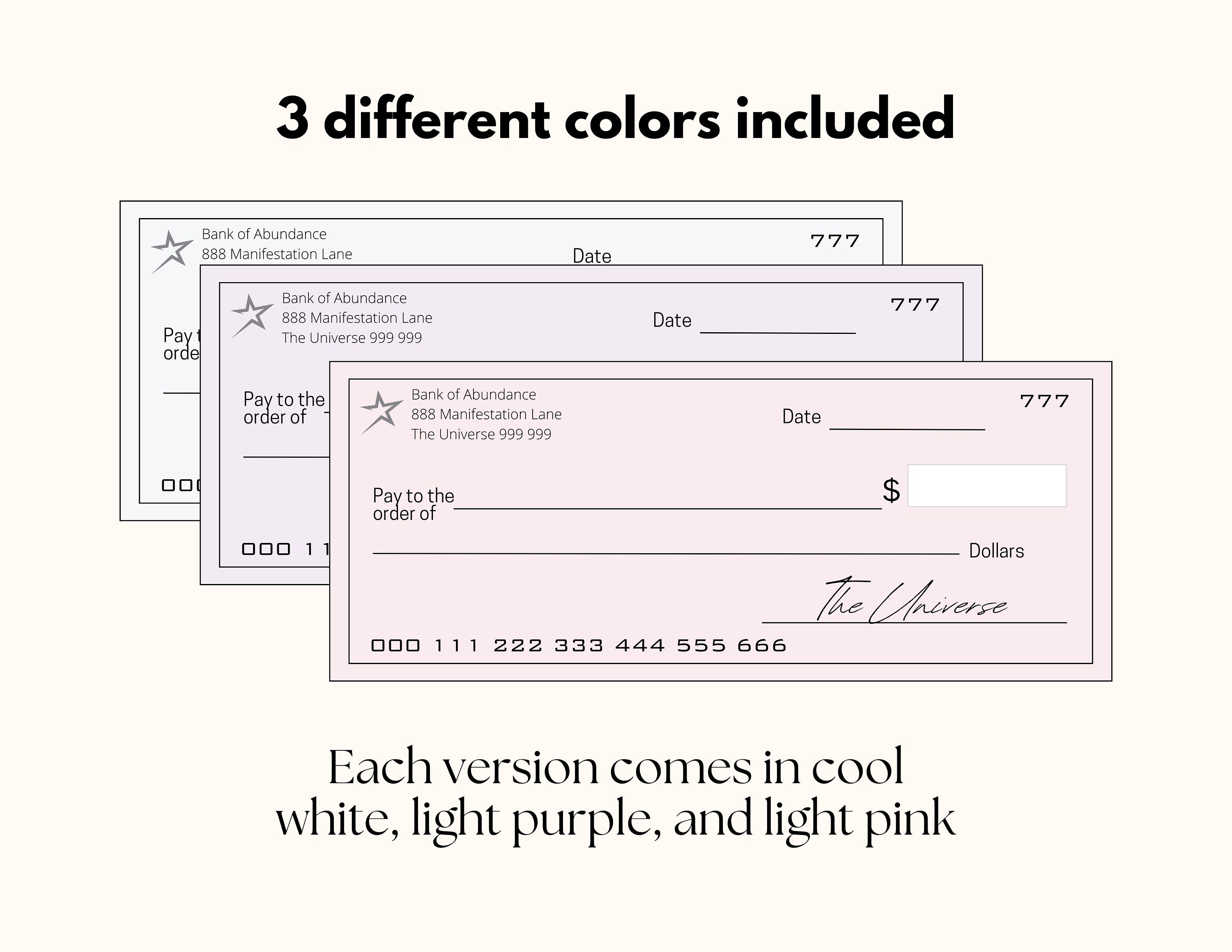 Printable Manifestation Check Templates: Law of Attraction (editable ...