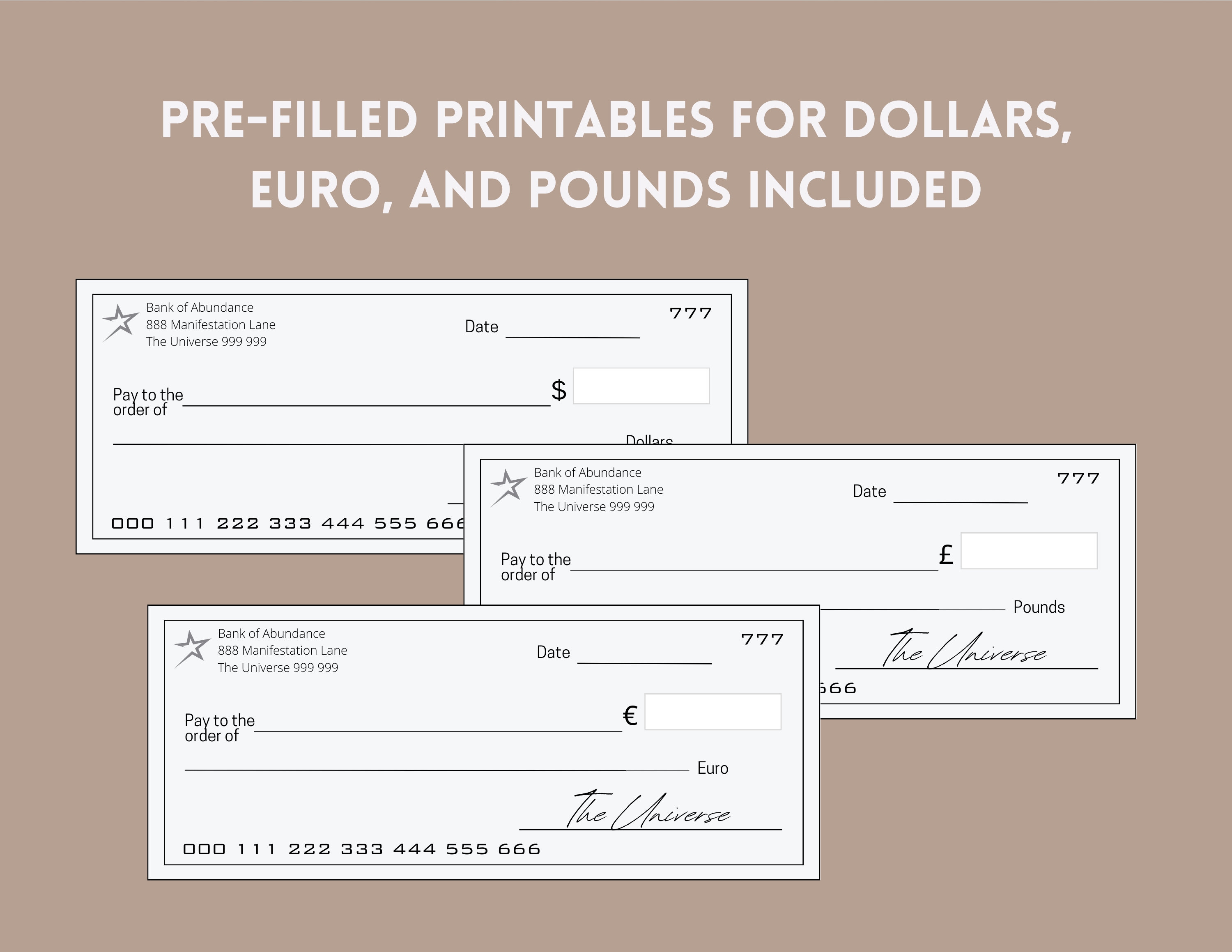 Printable Cheque Templates for Manifestation Abundance Manifestation ...
