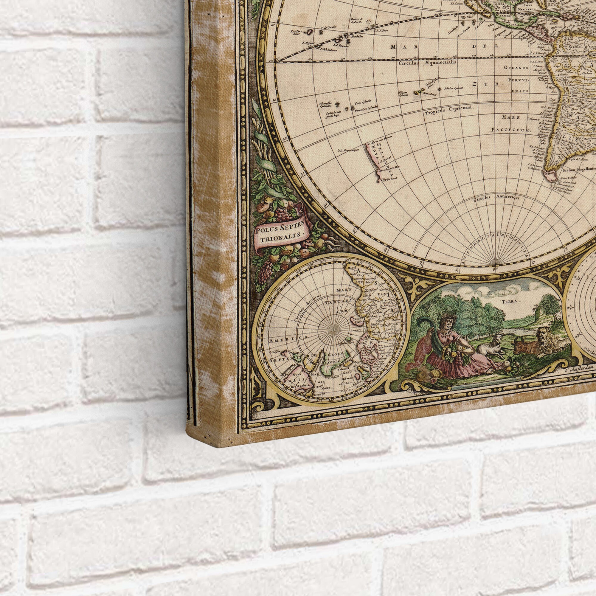 Old World Map Canvas, 1660 Antique Map Poster Reproduction Wall Art ...