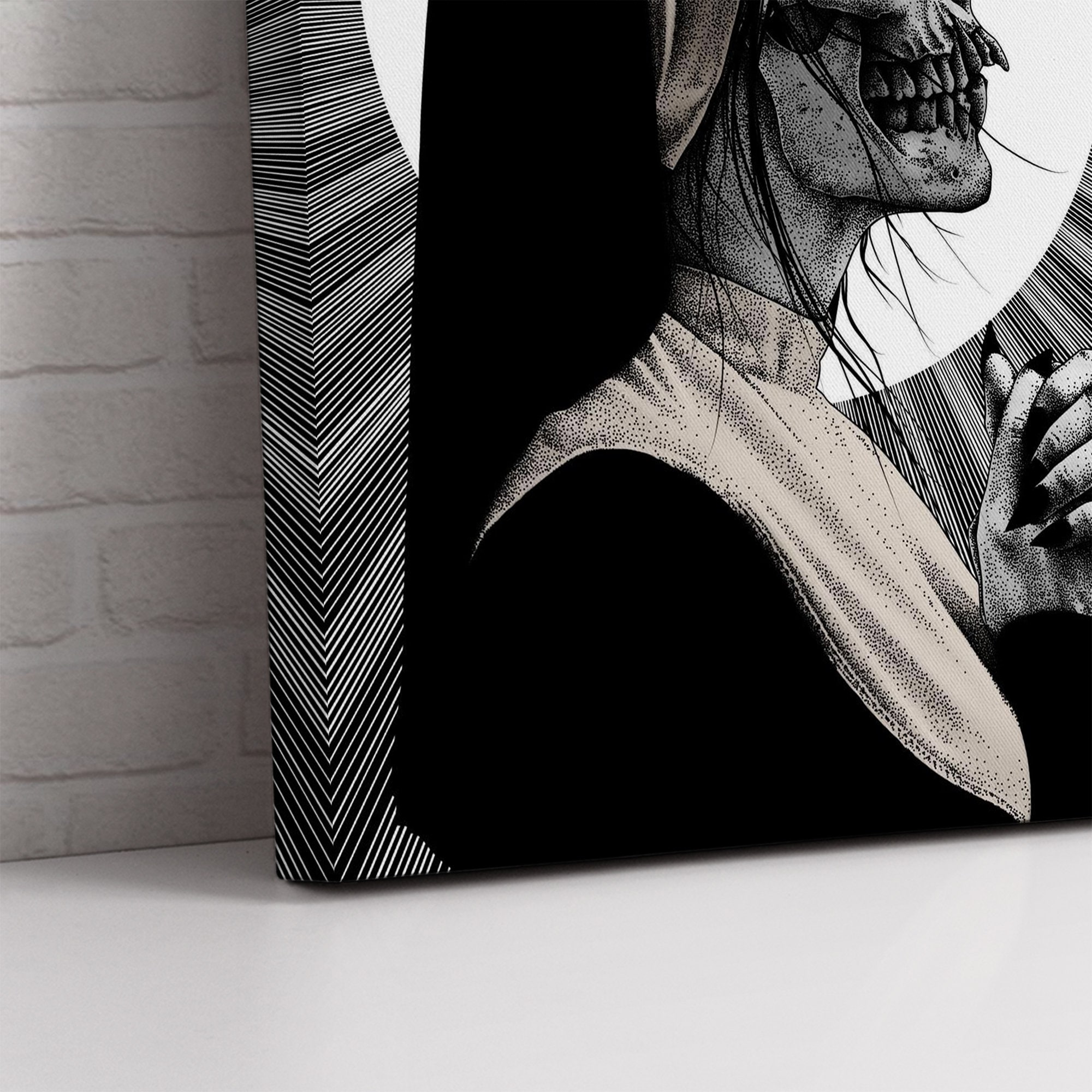 Nun Skeleton Woman Poster Wall Art, Corned Nun Canvas Wall Art ...