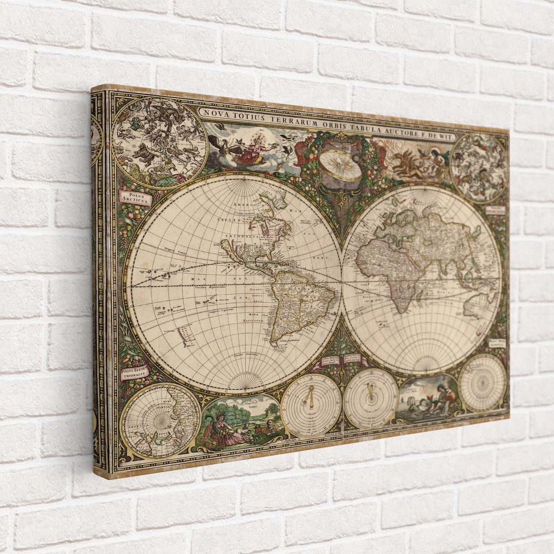 Old World Map Canvas, 1660 Antique Map Poster Reproduction Wall Art ...