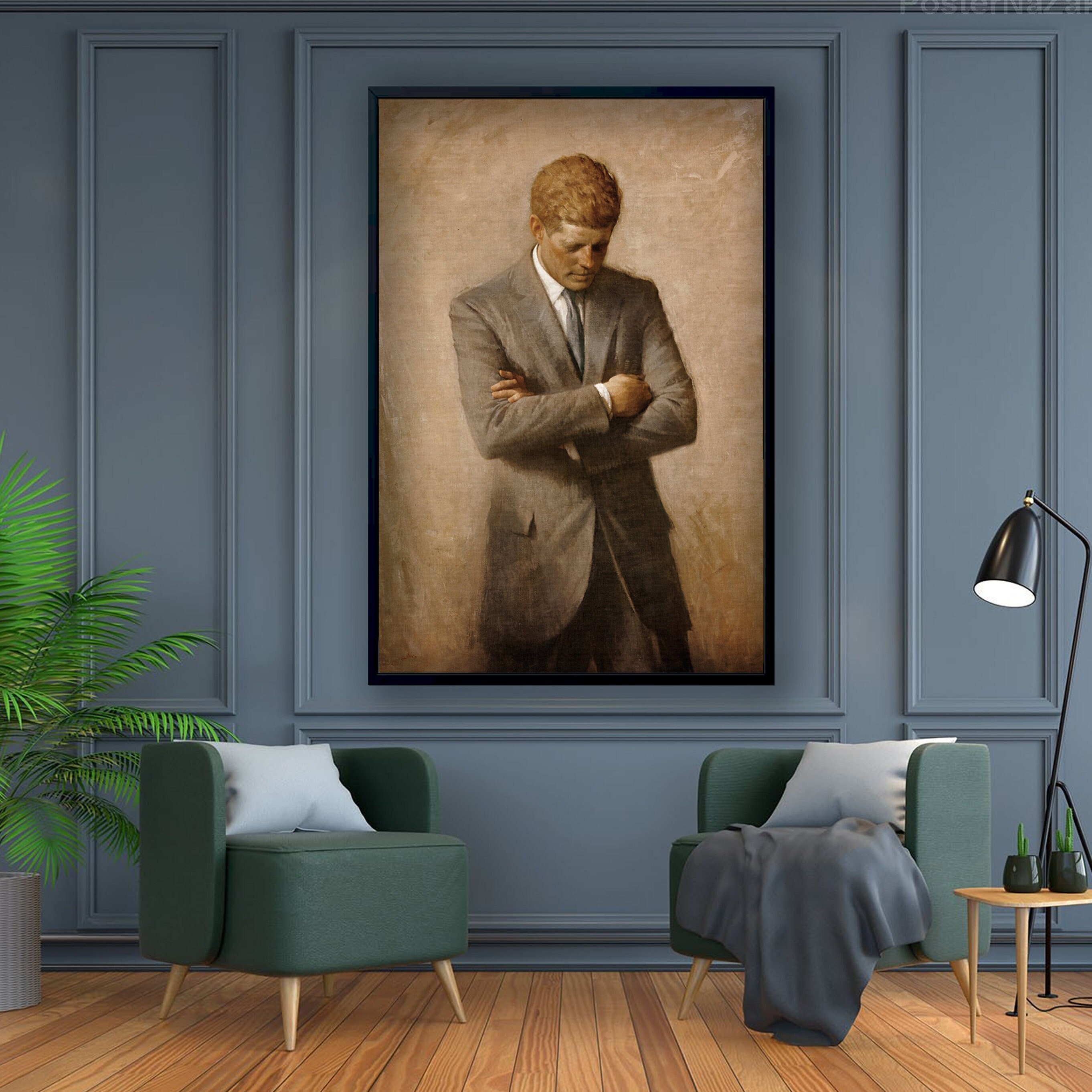 John F Kennedy Poster, JFK US Presidents Canvas Wall Art, John F ...