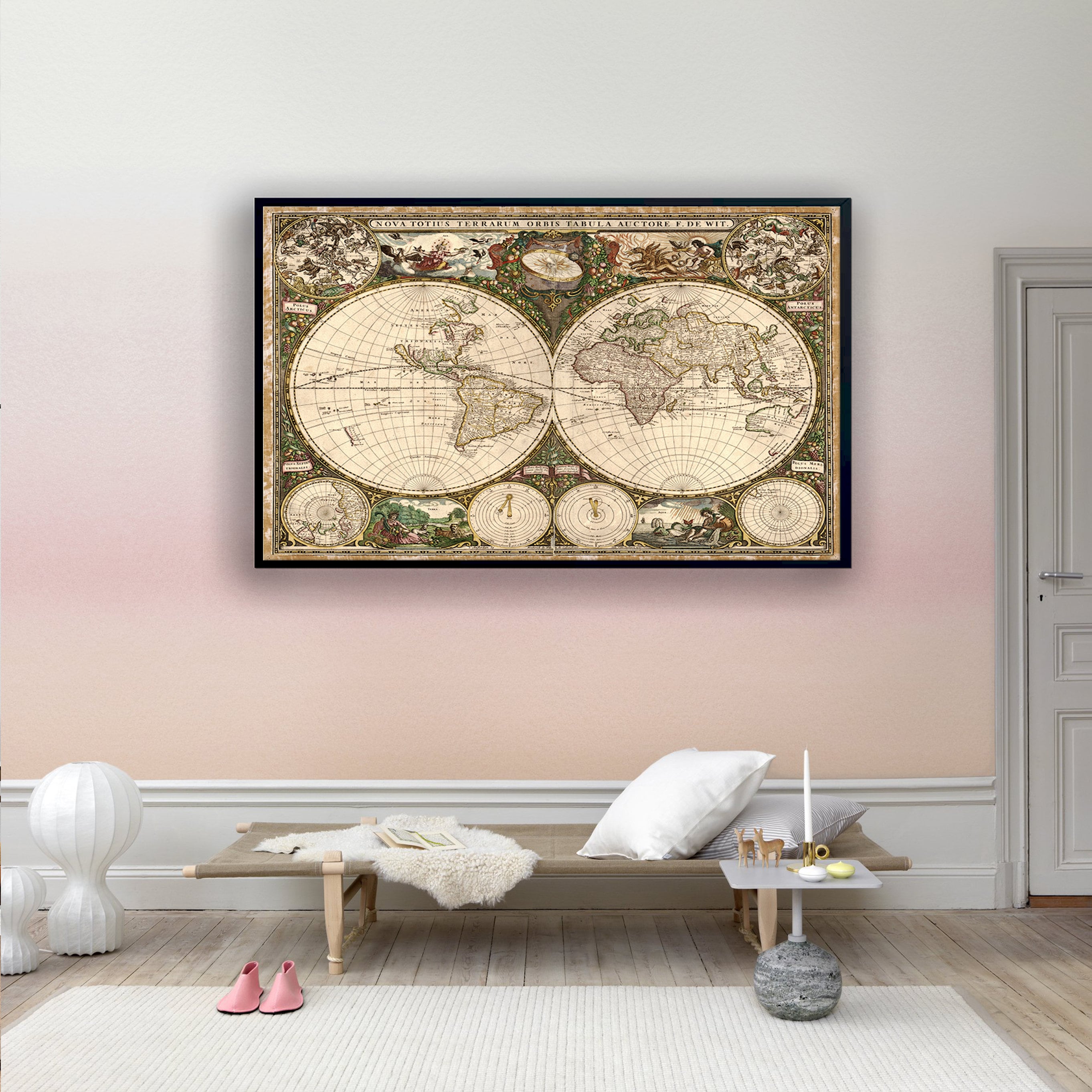 Old World Map Canvas, 1660 Antique Map Poster Reproduction Wall Art ...
