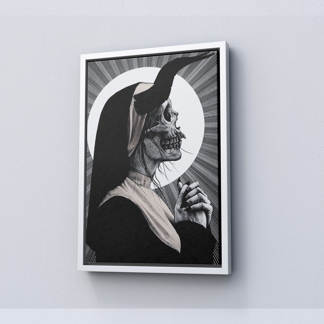 Nun Skeleton Woman Poster Wall Art, Corned Nun Canvas Wall Art ...