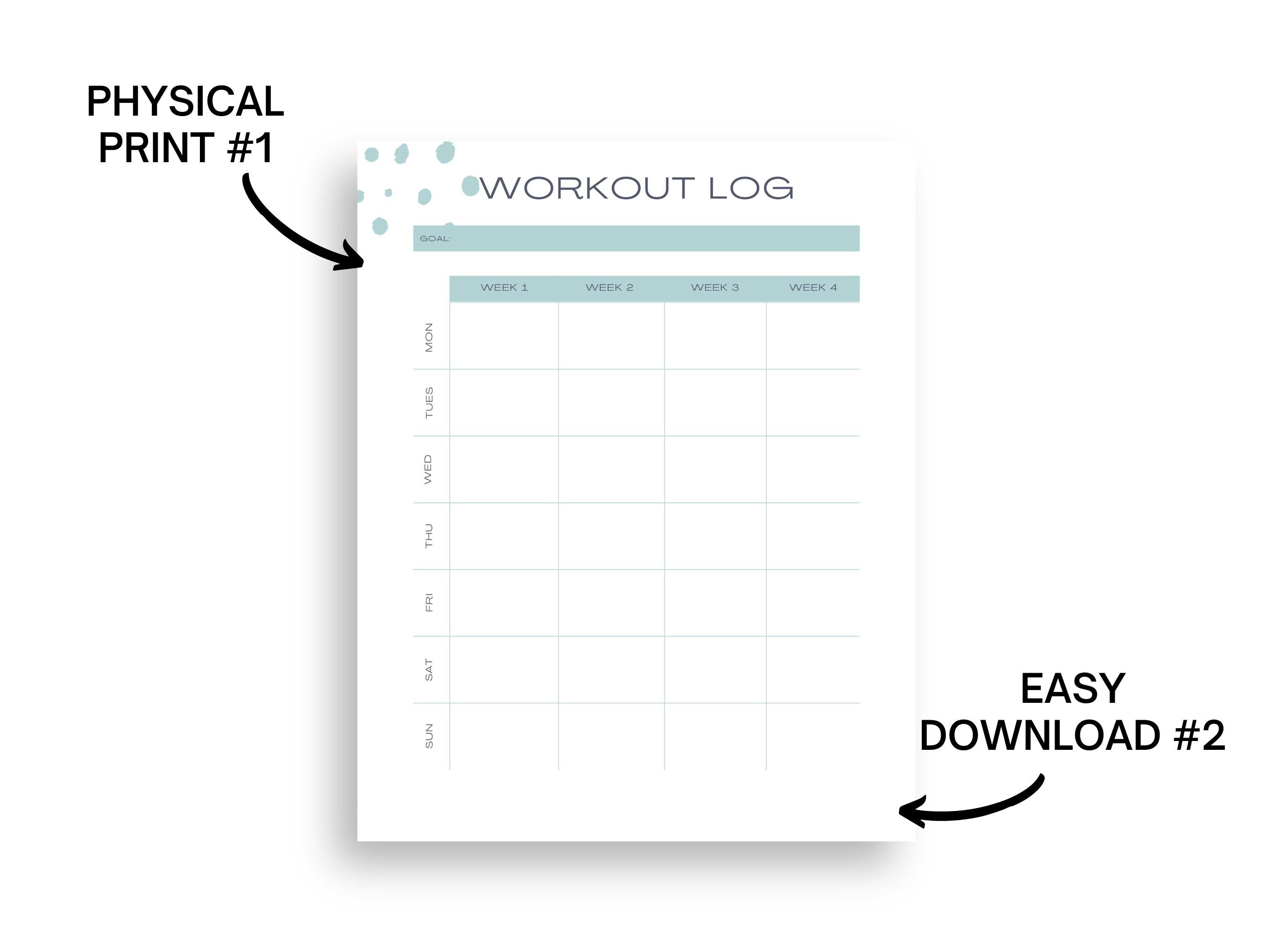 Printable Workout Log Tracker Fitness Goals Journal - Etsy