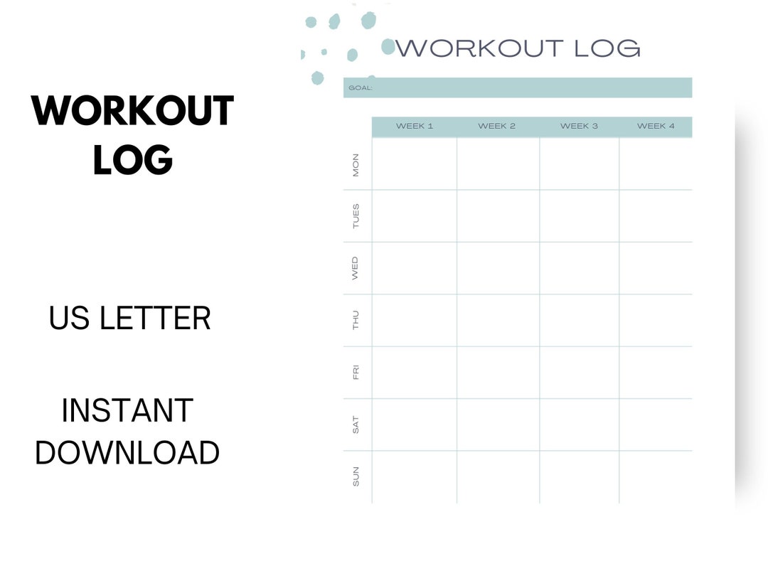 Printable Workout Log Tracker Fitness Goals Journal - Etsy
