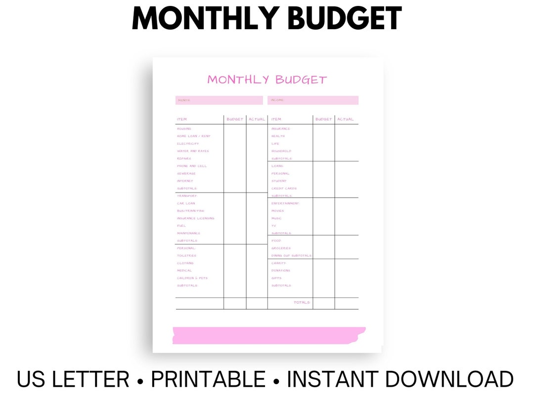 Printable Monthly Budget Planner Stay Organized and Reach Your ...