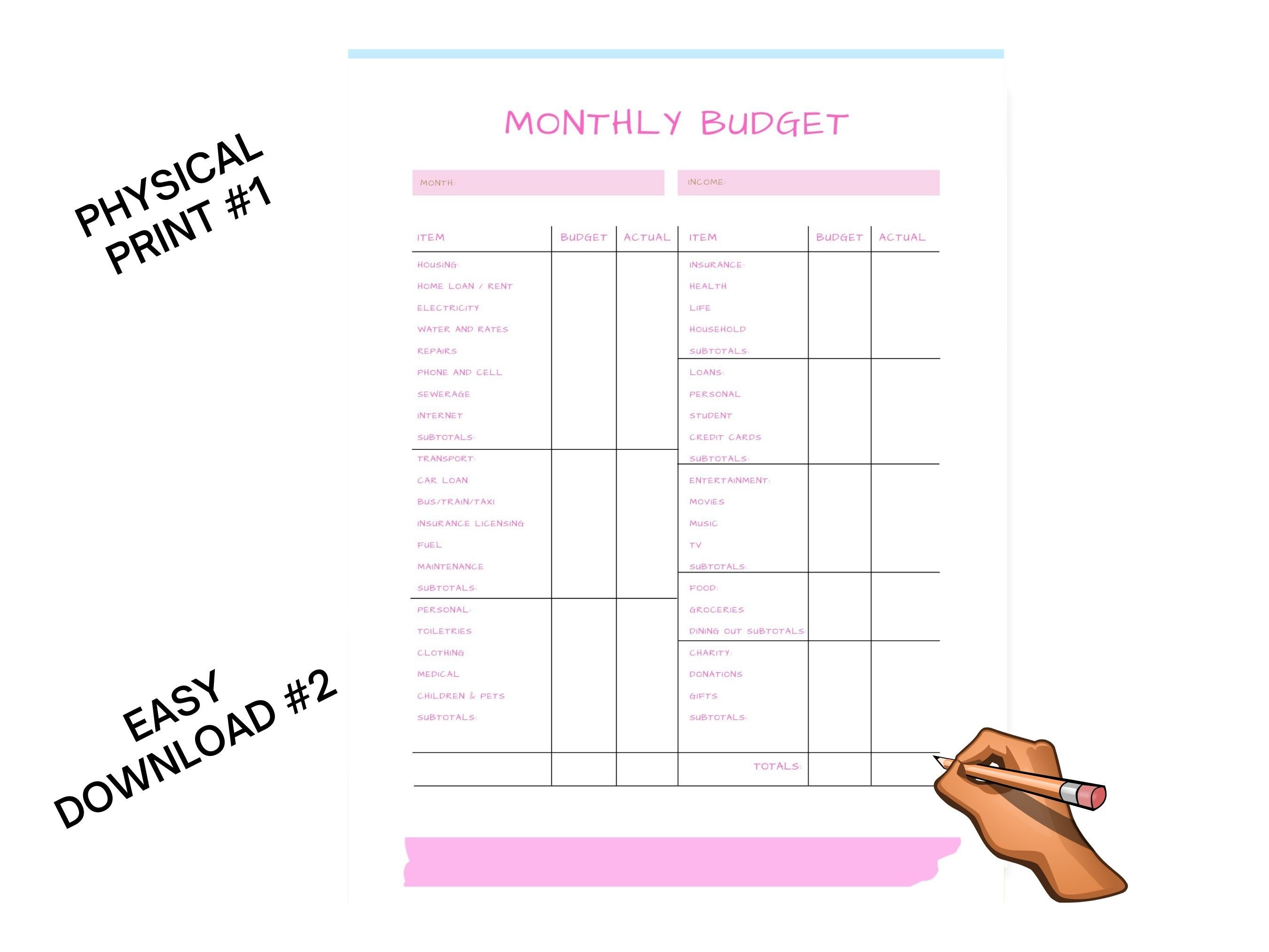 Printable Monthly Budget Planner Stay Organized and Reach Your ...