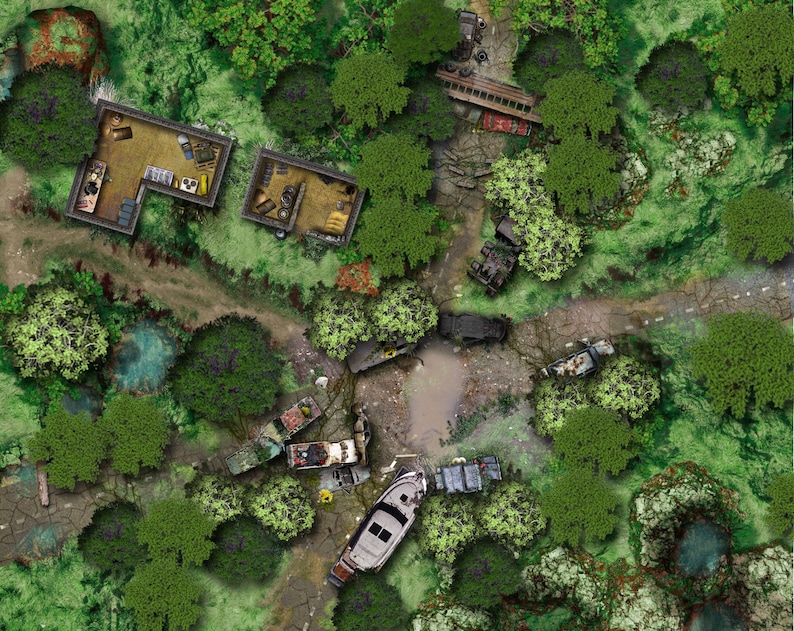 Post-apocalyptic Crossroads Battle Map Zombie Apocalypse Battlemap - Etsy