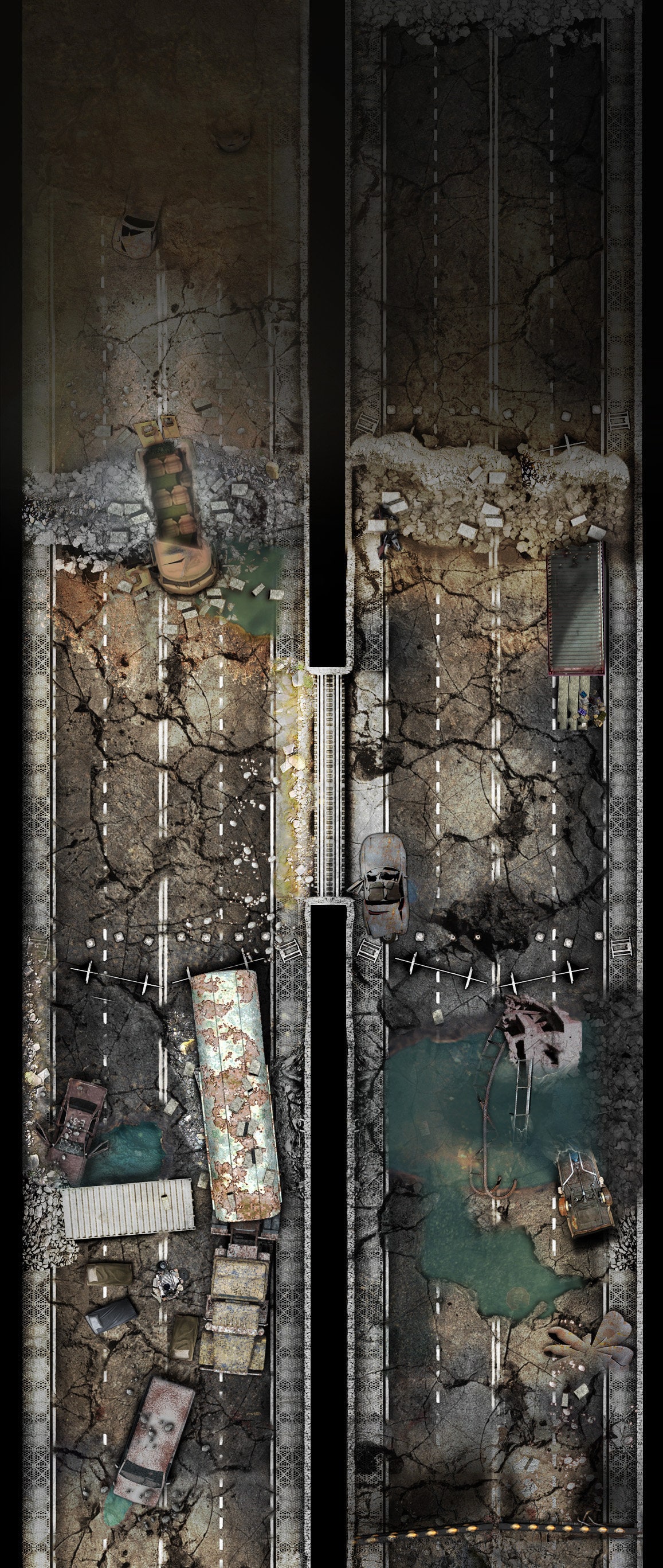 Tunnel in Ruins RPG Battle Map Contemporary Apocalypse Road Fallout ...
