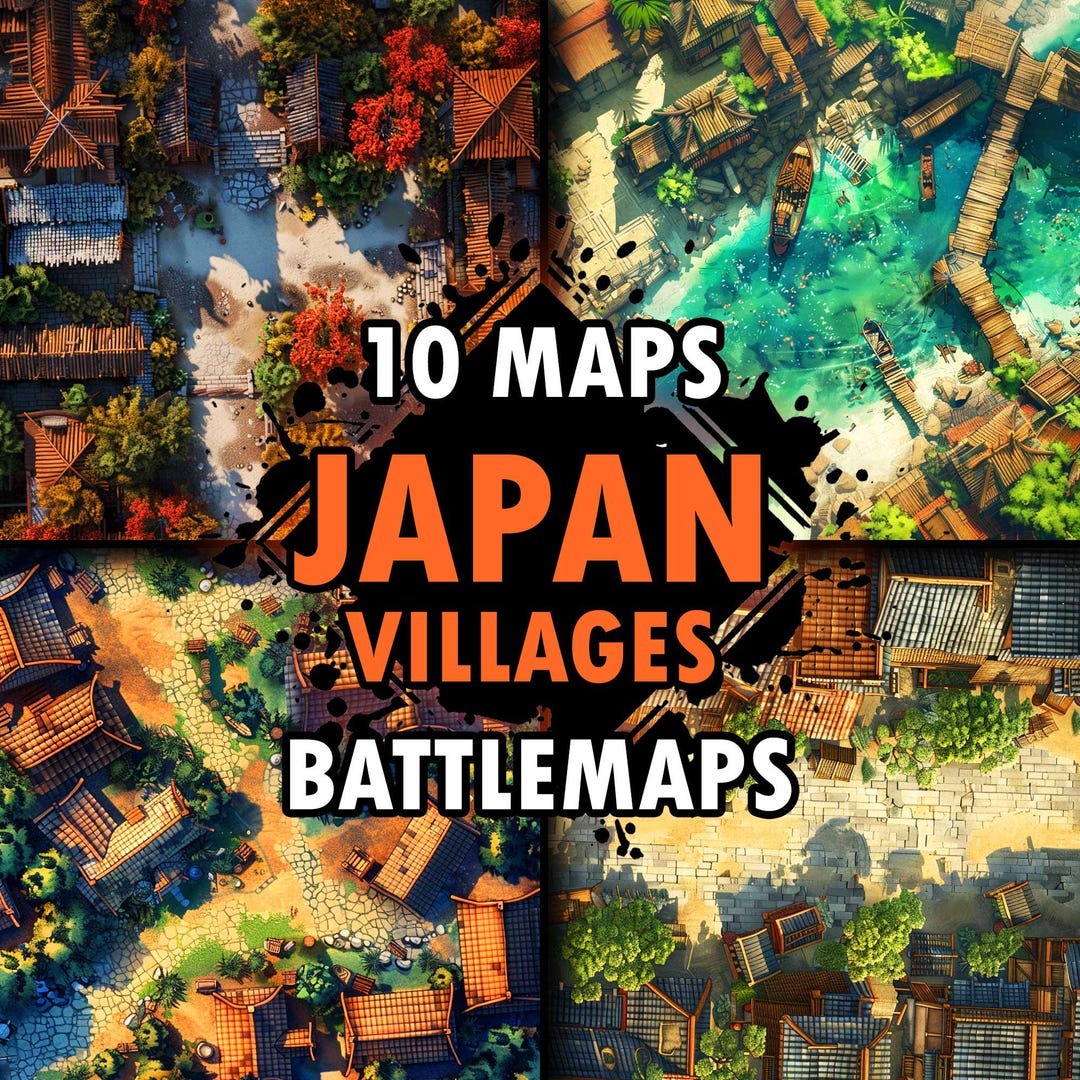 Japanese Village Battle Maps, Dnd Digital Medieval City Streets ...