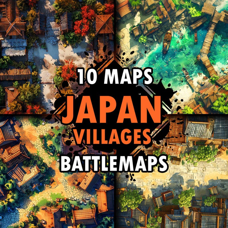 Japanese Village Battle Maps, Dnd Digital Medieval City Streets ...