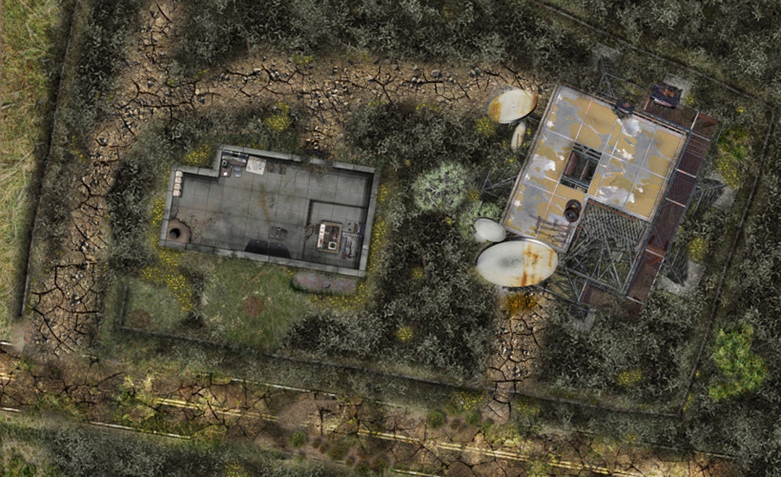 Post-apocalyptic Abandoned Radio Tower Battle Map With Faulty ...