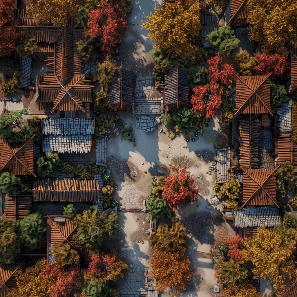 Japanese Village Battle Maps, Dnd Digital Medieval City Streets ...