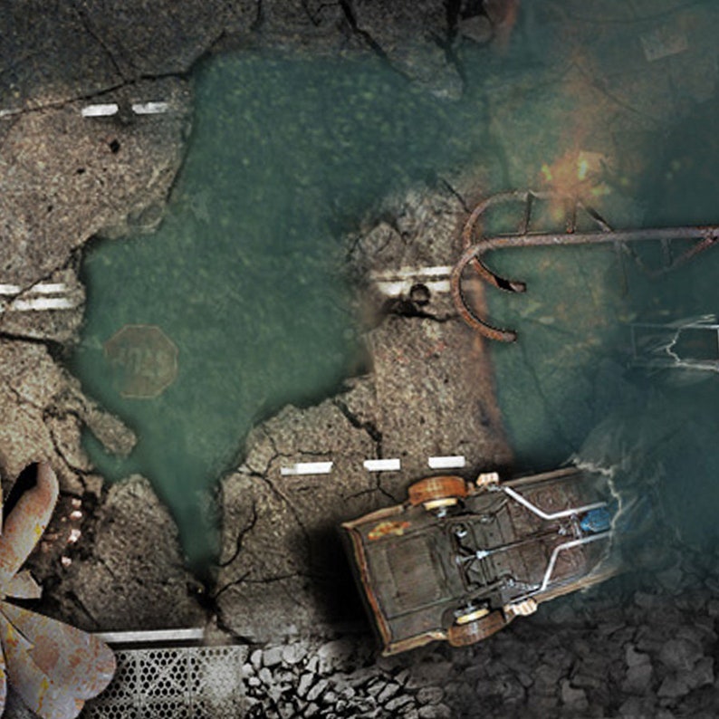 Tunnel in Ruins RPG Battle Map Contemporary Apocalypse Road Fallout ...