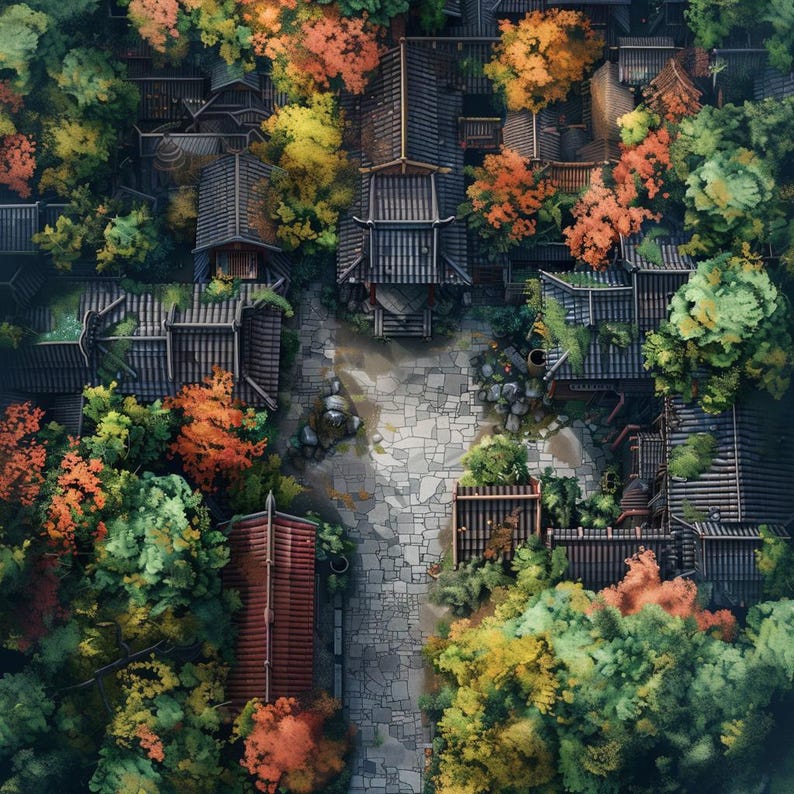 Japanese Village Battle Maps, Dnd Digital Medieval City Streets ...