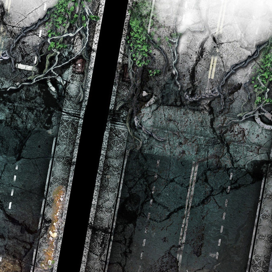 Tunnel in Ruins RPG Battle Map Contemporary Apocalypse Road Fallout ...