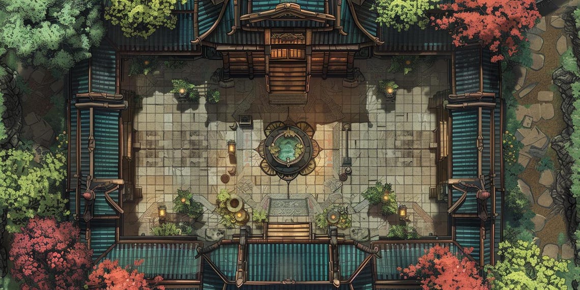 10+ Indoor Feudal Japan Battlemaps, Indoor Samurai Map, Rpg Feudal Setting, D&d Japanese Castle ...