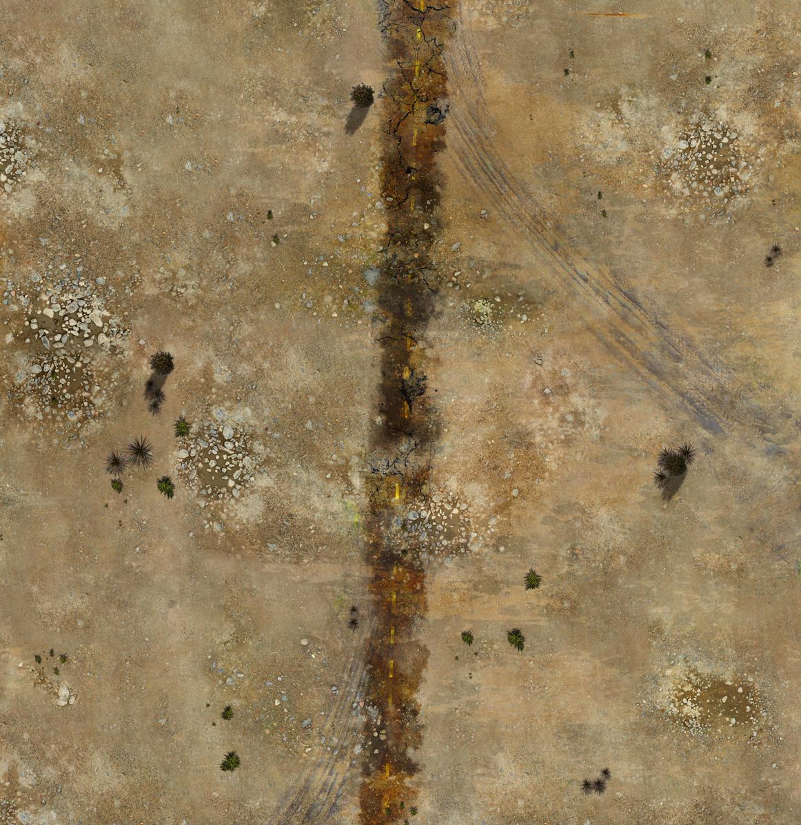 Wasteland Desert Road Battle Maps, Post-apocalyptic RPG Maps, Modern ...