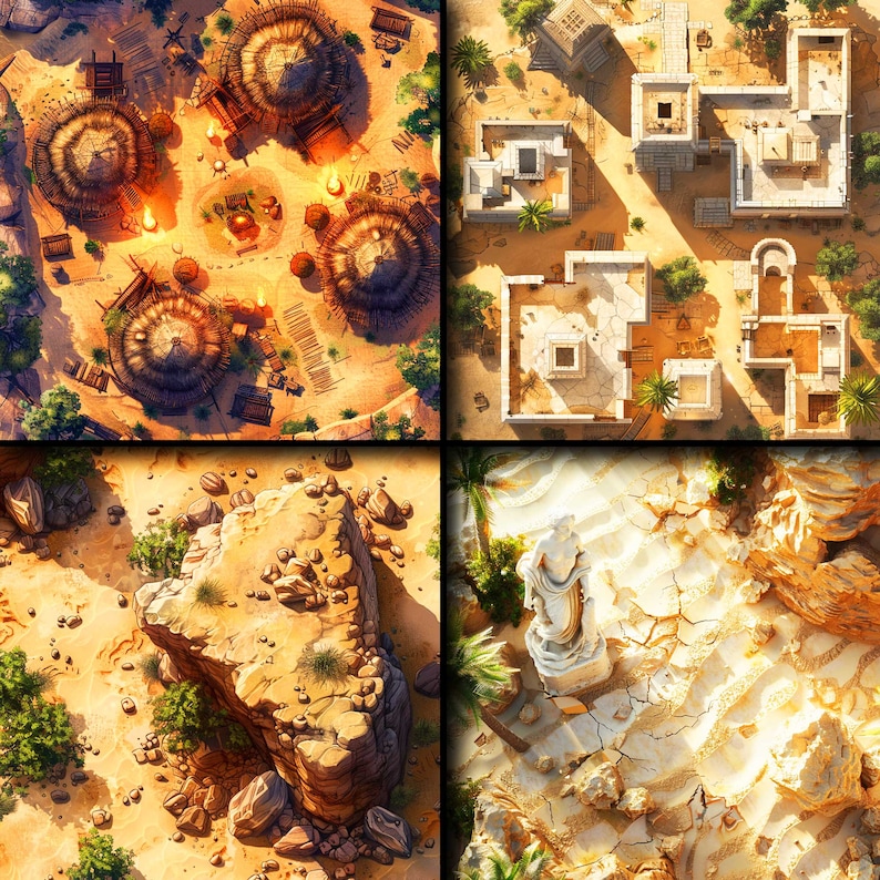 50 Desert Dnd Battle Map Bundle: Rock, Ruins, Temple, Village, Camp ...