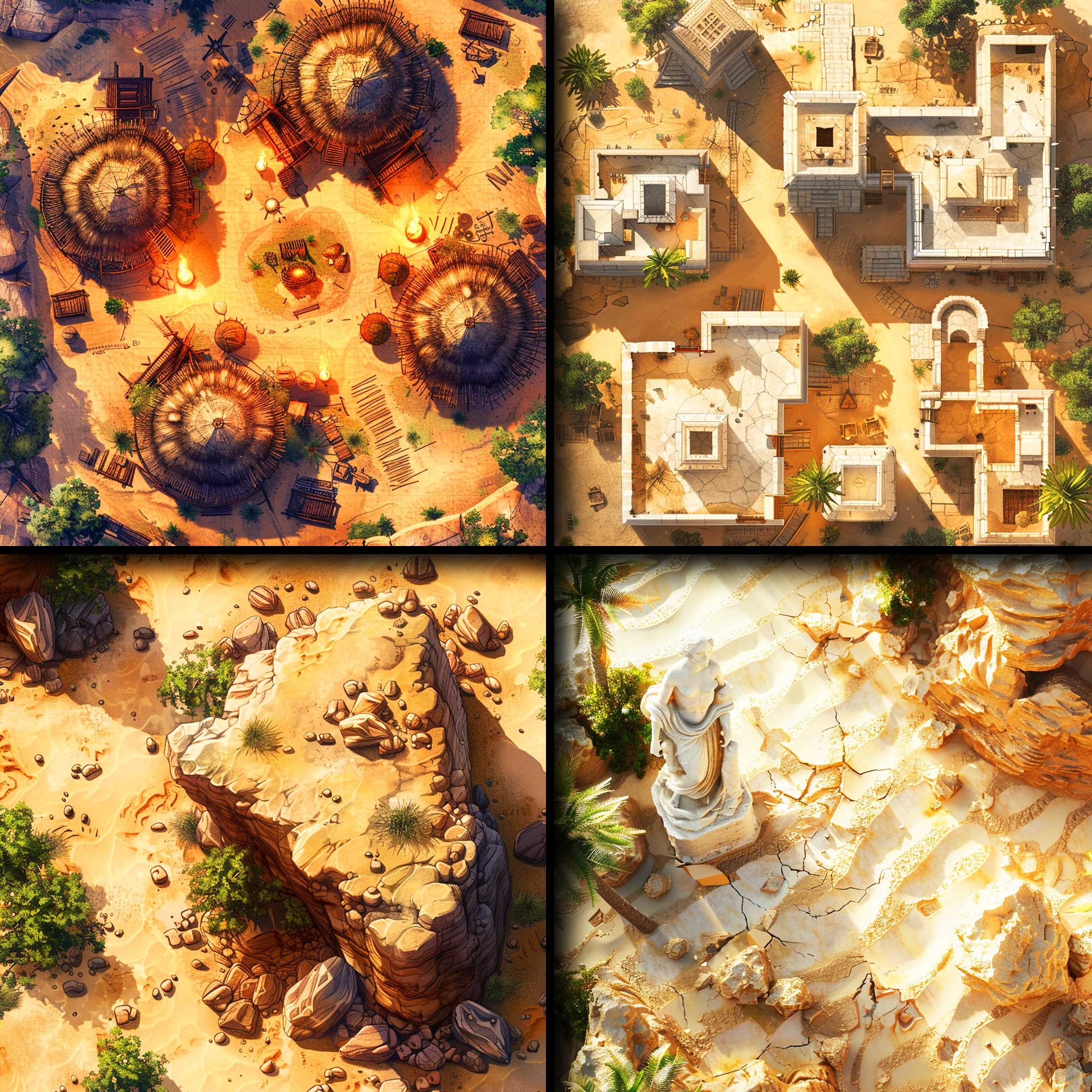 50 Desert Dnd Battle Map Bundle: Rock, Ruins, Temple, Village, Camp ...