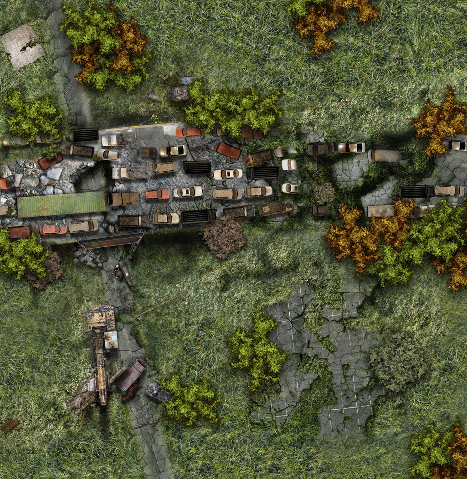 Post-apocalyptic Highway Battle Map Abandoned Car Park & Watercastle ...