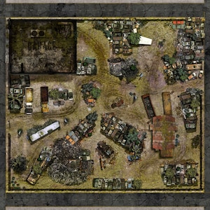 Post-apocalyptic Car Junkyard Battle Map Fallout: Virtual Table Top Wreck Scrapyard RPG Dnd Map ...
