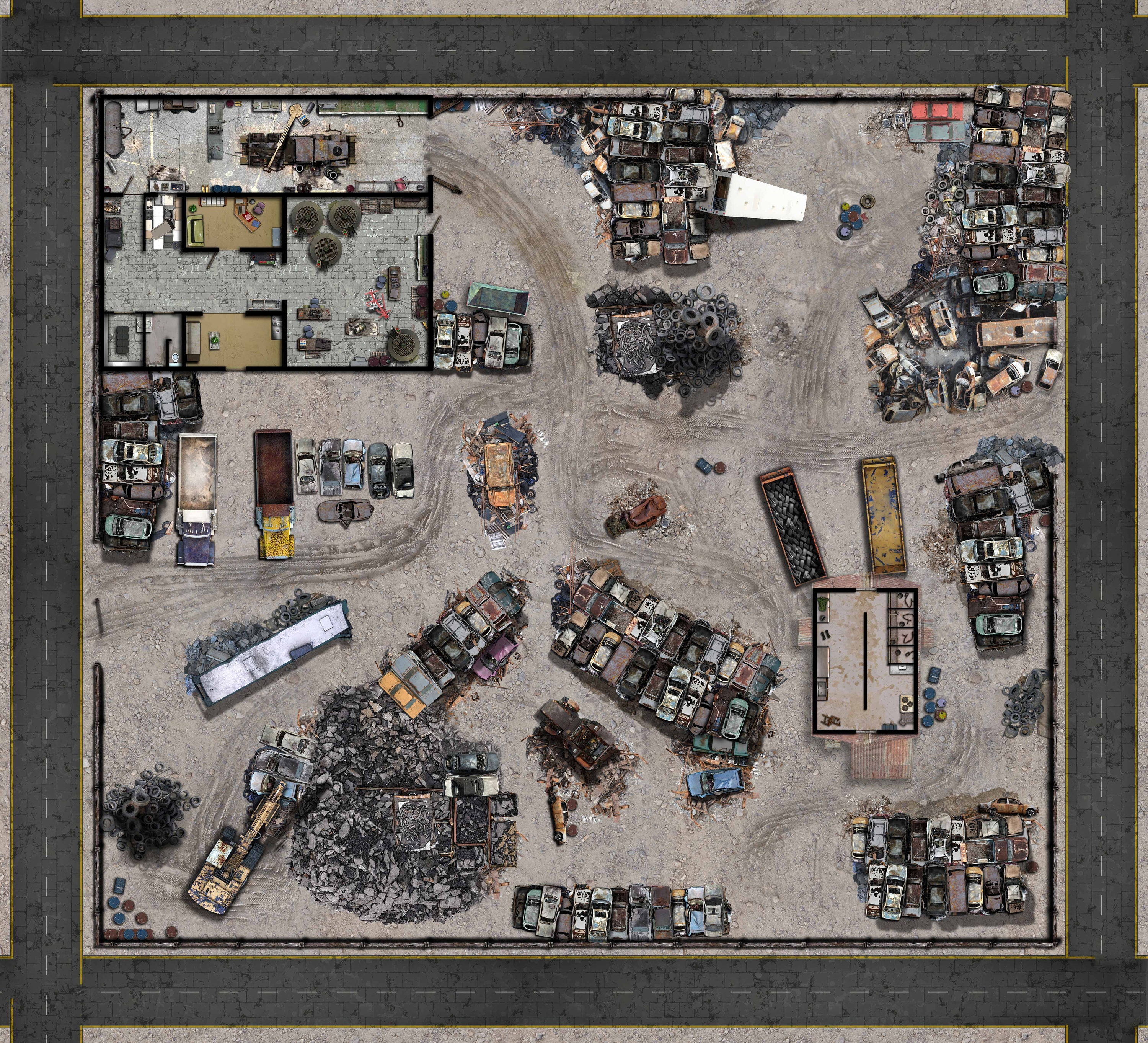 Modern Landfill Battlemap Junkyard | Playing With Battle Maps, Wargame ...