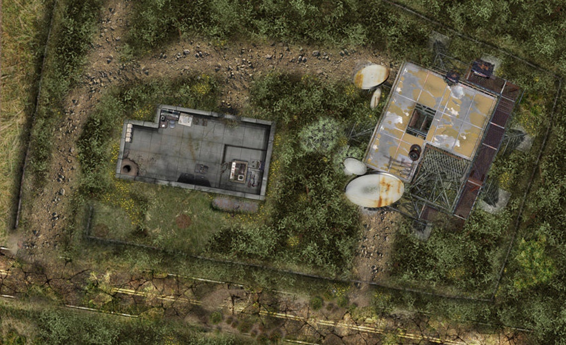 Post-apocalyptic Abandoned Radio Tower Battle Map With Faulty ...