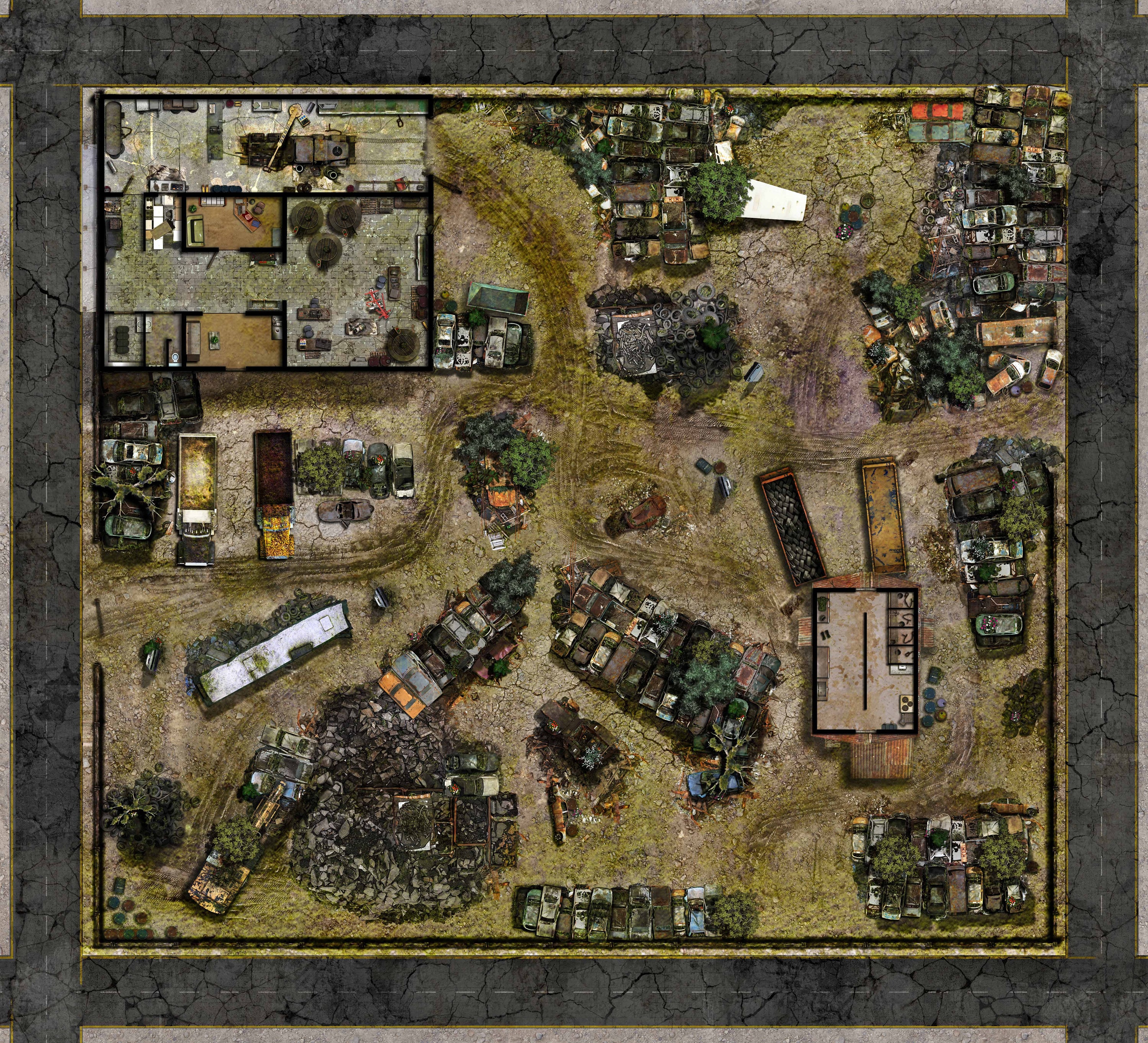 Post-apocalyptic Car Junkyard Battle Map Fallout: Virtual Table Top ...