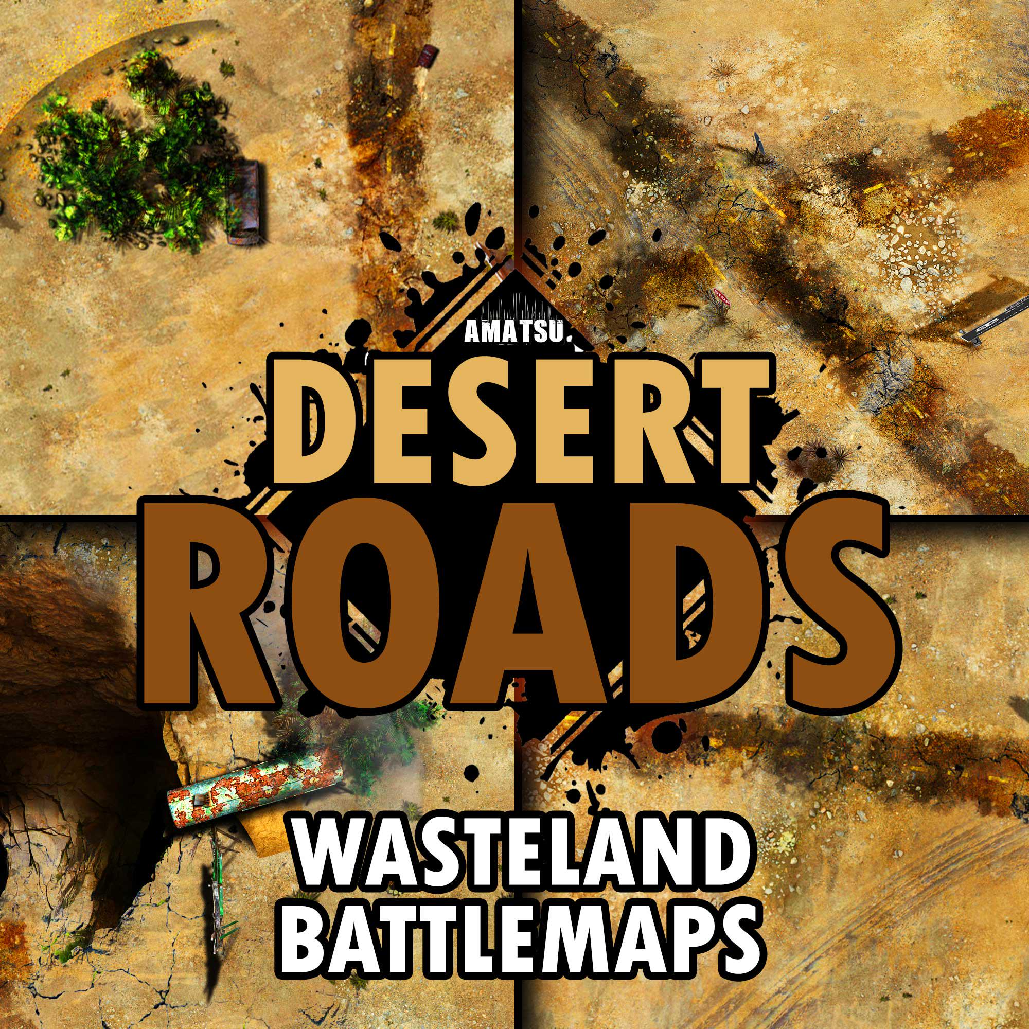 Wasteland Desert Road Battle Maps, Post-apocalyptic RPG Maps, Modern ...