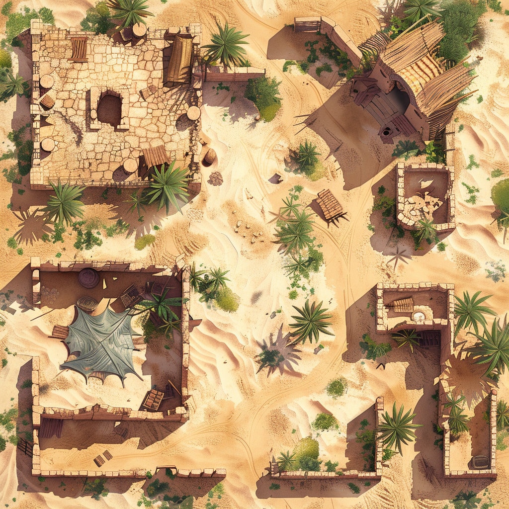 50 Desert Dnd Battle Map Bundle: Rock, Ruins, Temple, Village, Camp ...