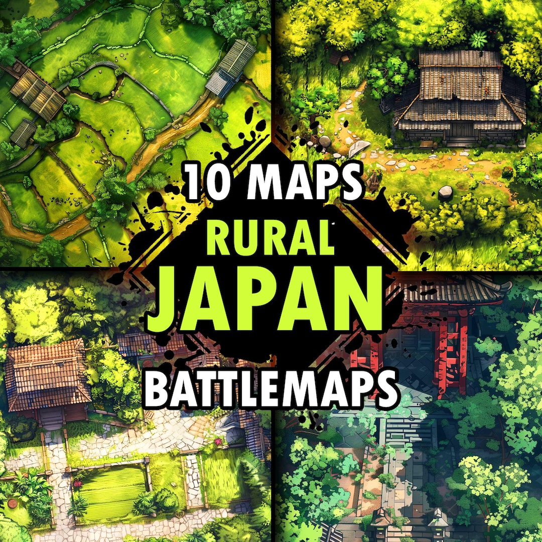 Rural Japanese Town Battle Maps DM Gift, Samurai Campaign Prop ...