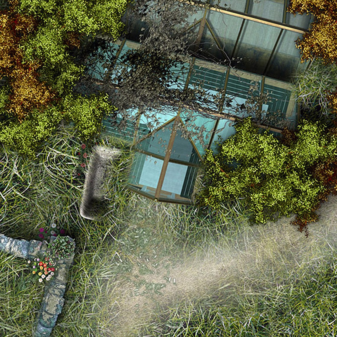 Post-apocalyptic Green House Battle Map Grass Dnd Jdr | Zombie ...