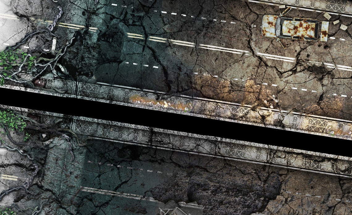 Tunnel in ruins RPG battle map contemporain apocalypse road Fallout ...