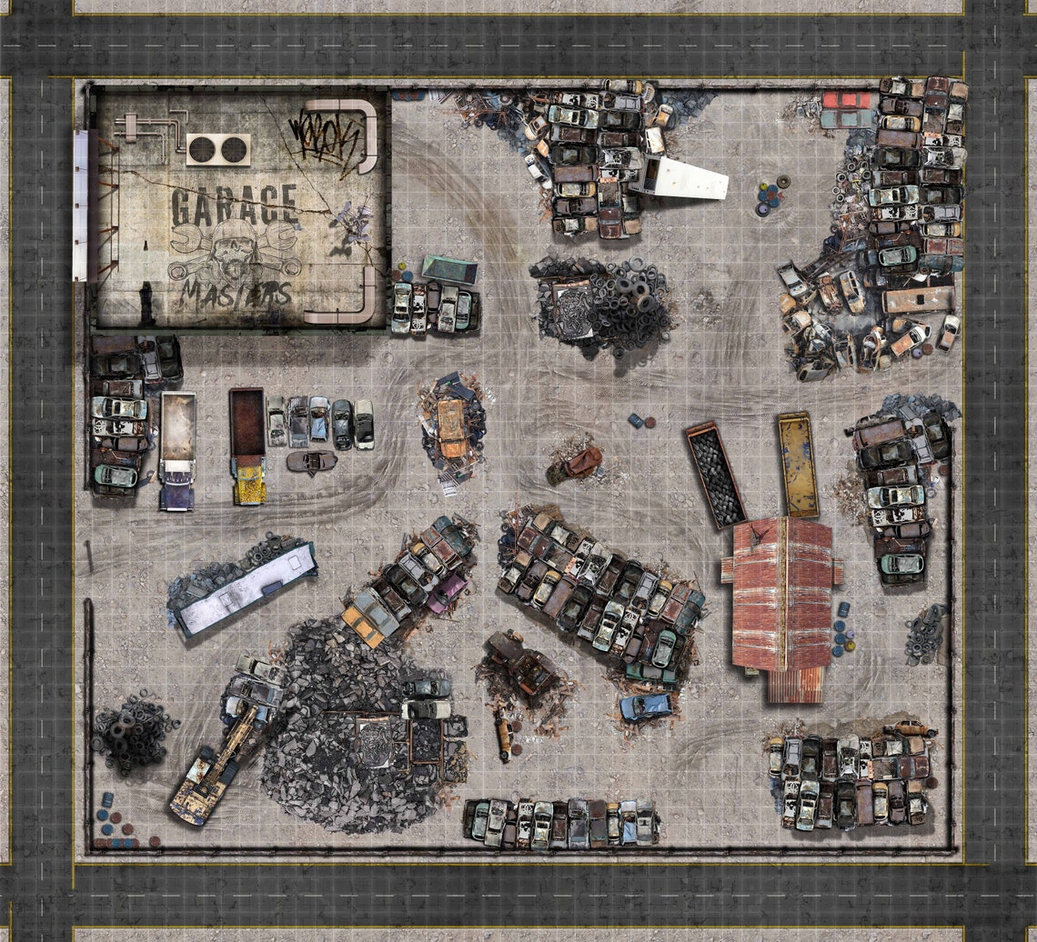 Modern Landfill Battlemap Junkyard | Playing With Battle Maps, Wargame ...