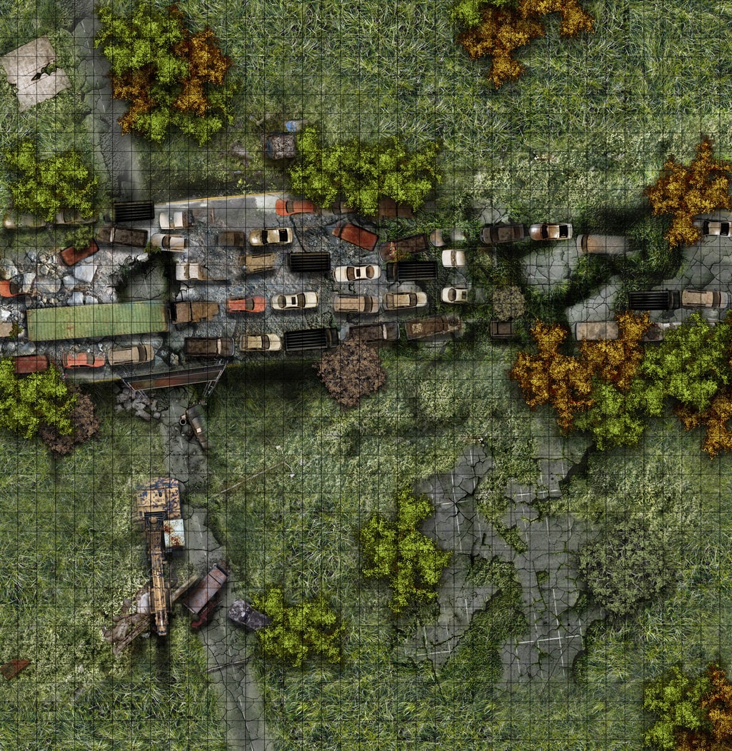 Post-apocalyptic Highway Battle Map Abandoned Car Park & Watercastle ...
