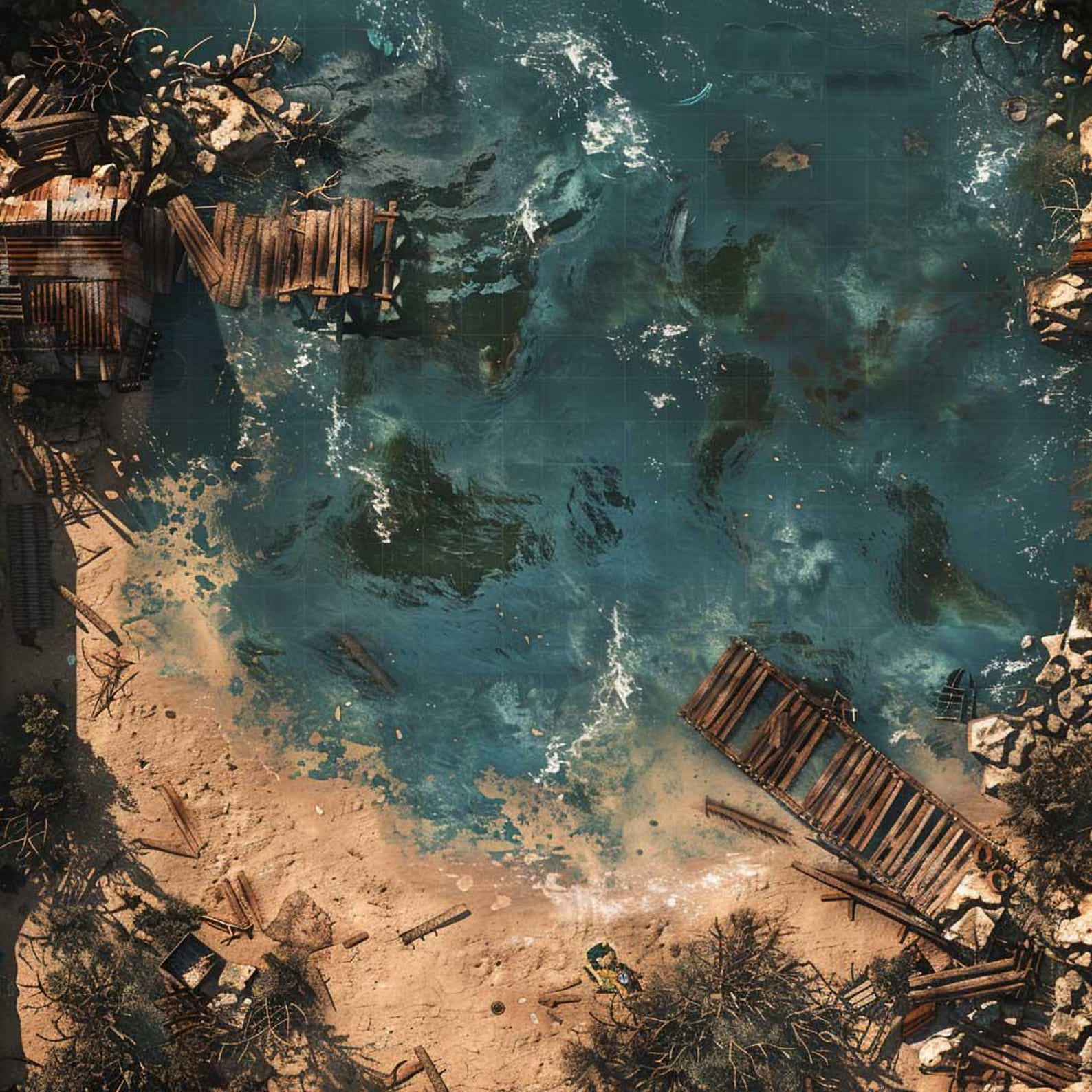 Post-apocalyptic Waterworld Battle Maps, Rpg Ocean Map, Dystopian ...
