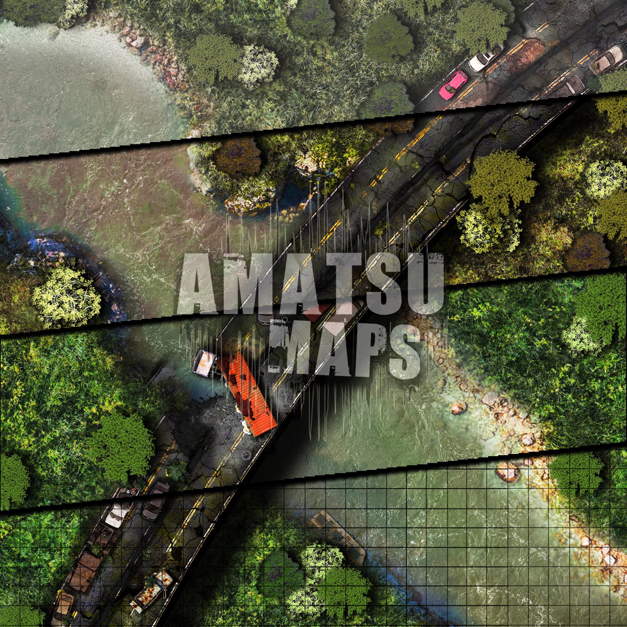 Post-apocalyptic Roads Battle Maps Bundle 2K - Tunnel, Highway & Bridge ...