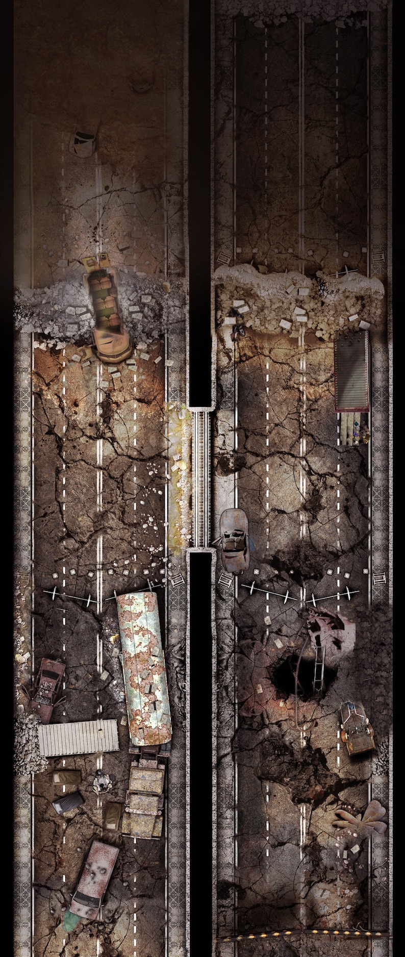 Tunnel in ruins RPG battle map contemporain apocalypse road Fallout ...