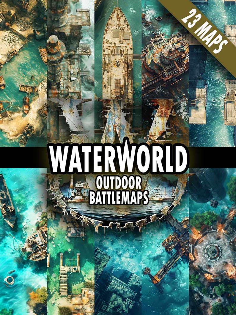 Post-apocalyptic Waterworld Battle Maps, Rpg Ocean Map, Dystopian ...