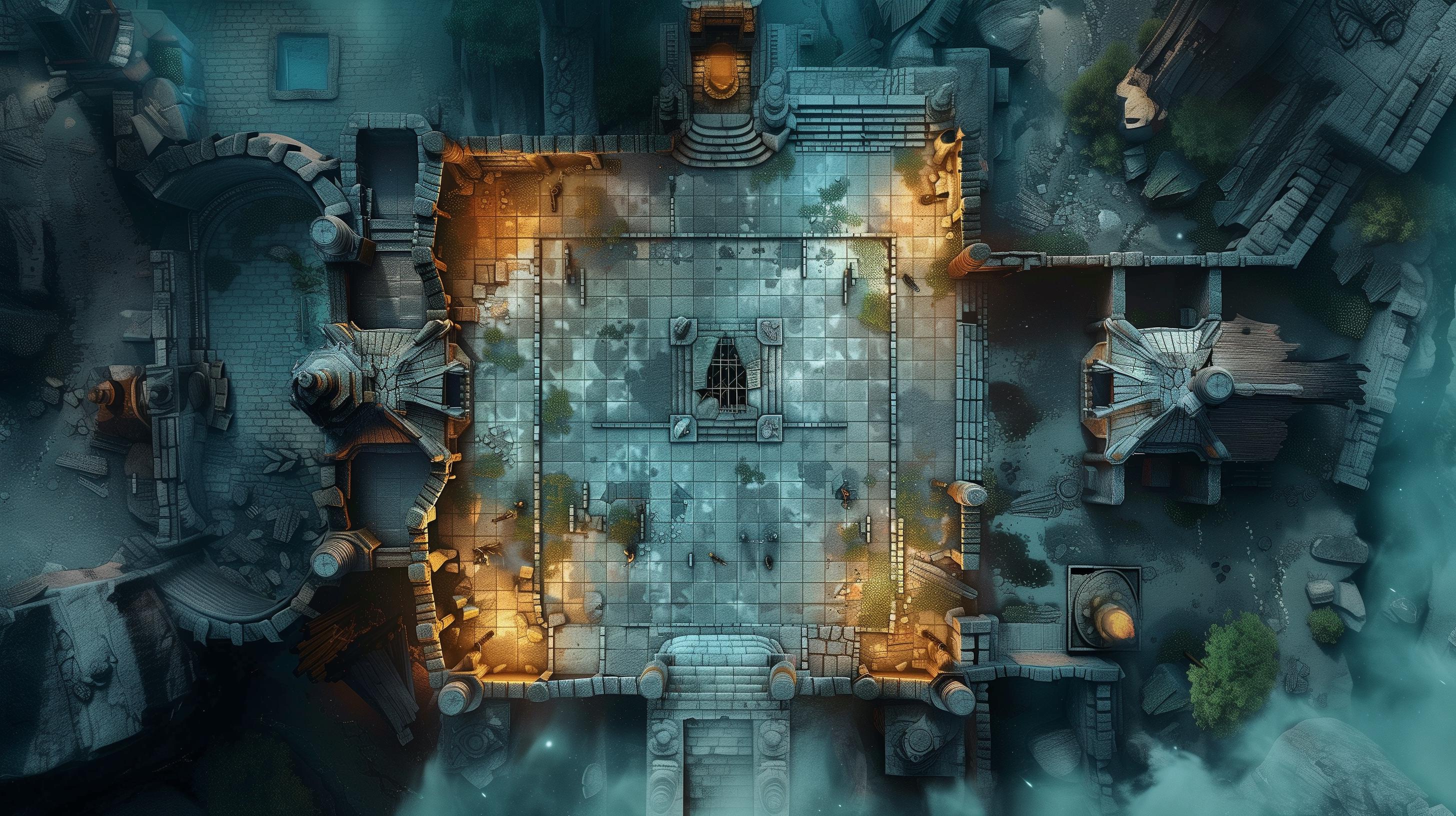 Castle Battle Map Dnd 5e, Fortress Outpost Checkpoint Rpg Battlemap ...