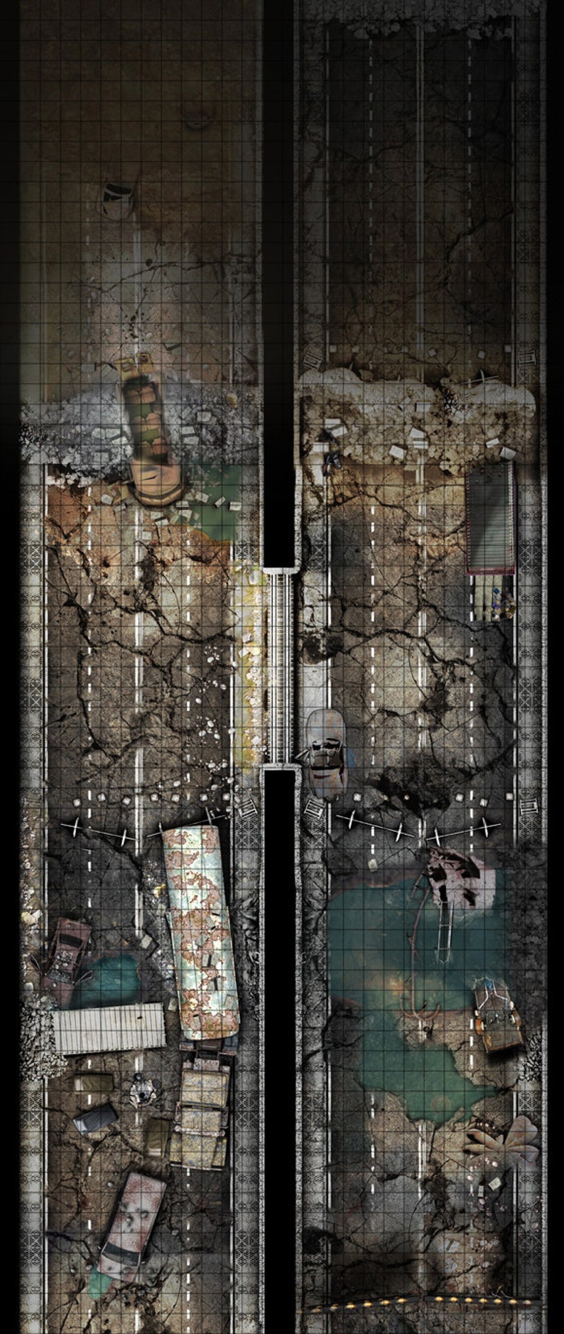 Tunnel in Ruins RPG Battle Map Contemporary Apocalypse Road Fallout ...
