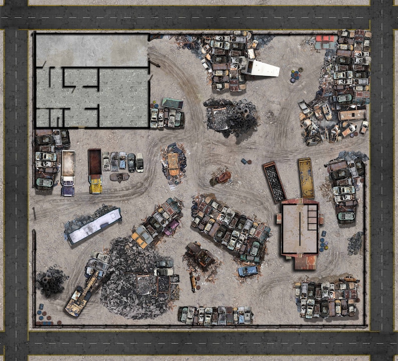 Modern Landfill Battlemap Junkyard | Playing With Battle Maps, Wargame ...