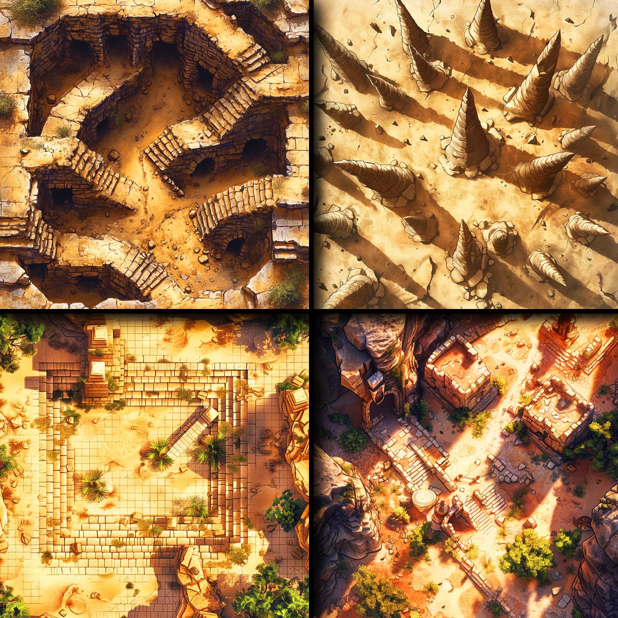 50 Desert Dnd Battle Map Bundle: Rock, Ruins, Temple, Village, Camp ...