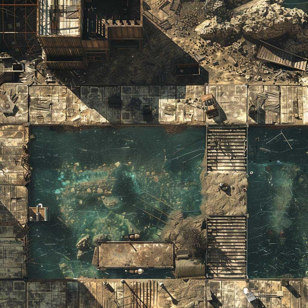 Post-apocalyptic Waterworld Battle Maps, Rpg Ocean Map, Dystopian ...
