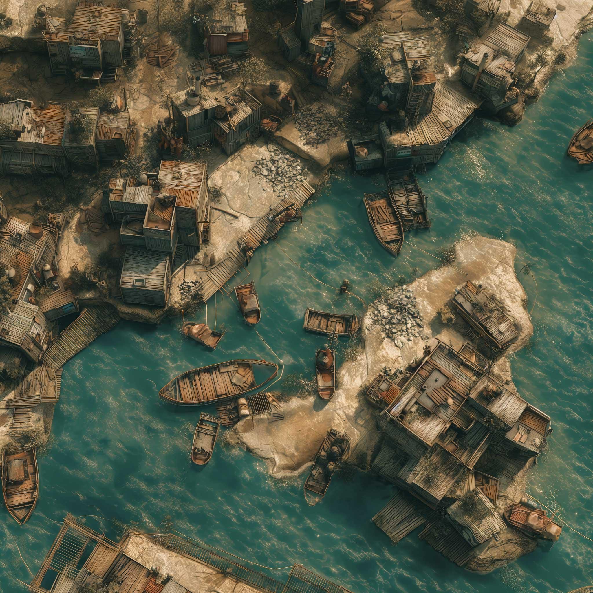 Post-apocalyptic Waterworld Battle Maps, Rpg Ocean Map, Dystopian ...