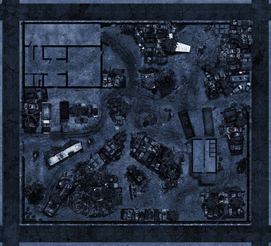 Post-apocalyptic Car Junkyard Battle Map Fallout: Virtual Table Top ...